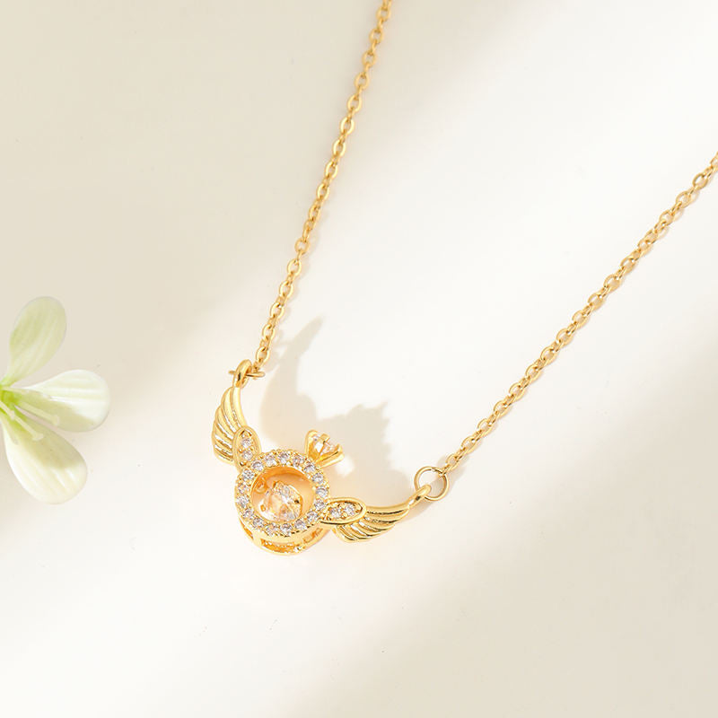 18K Gold & Silver Plated Angel Wings Smart Clavicle Necklace Advanced ...