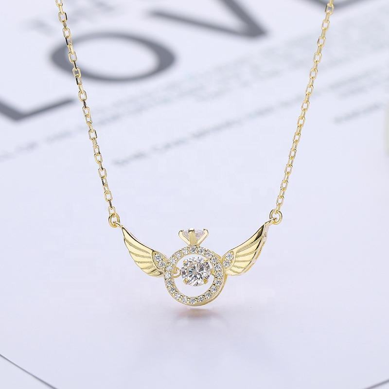 18K Gold & Silver Plated Angel Wings Smart Clavicle Necklace Advanced ...