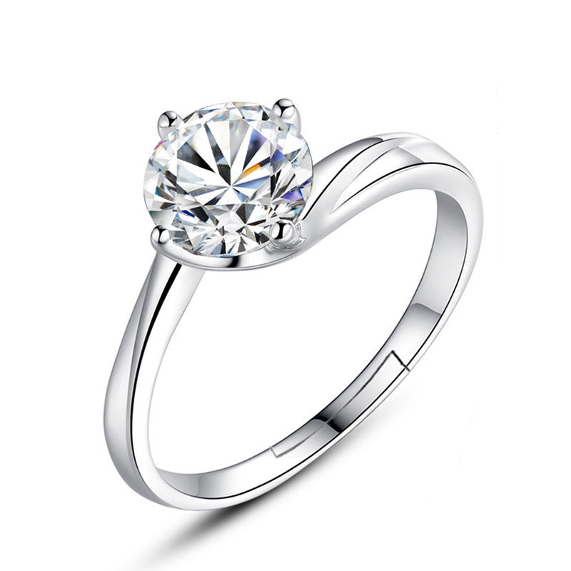 925 Sterling Silver Crystal Ring for girls & women (Adjustable ...