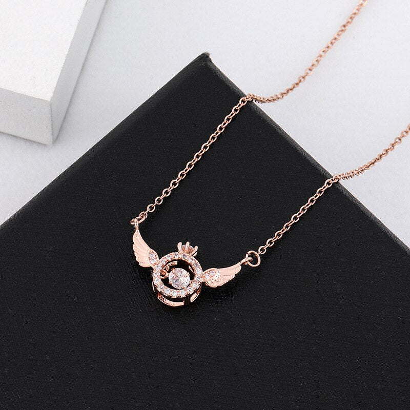 18K Gold & Silver Plated Angel Wings Smart Clavicle Necklace Advanced ...