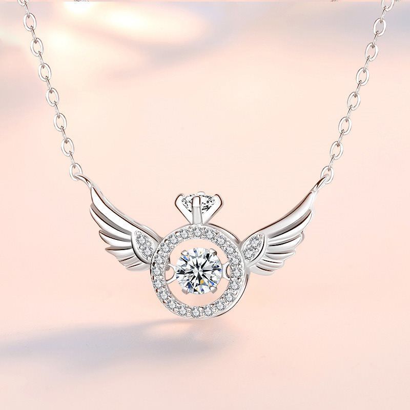 18K Gold & Silver Plated Angel Wings Smart Clavicle Necklace Advanced ...