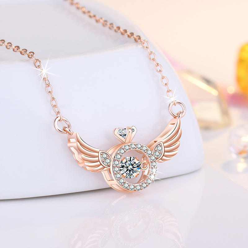 18K Gold & Silver Plated Angel Wings Smart Clavicle Necklace Advanced ...