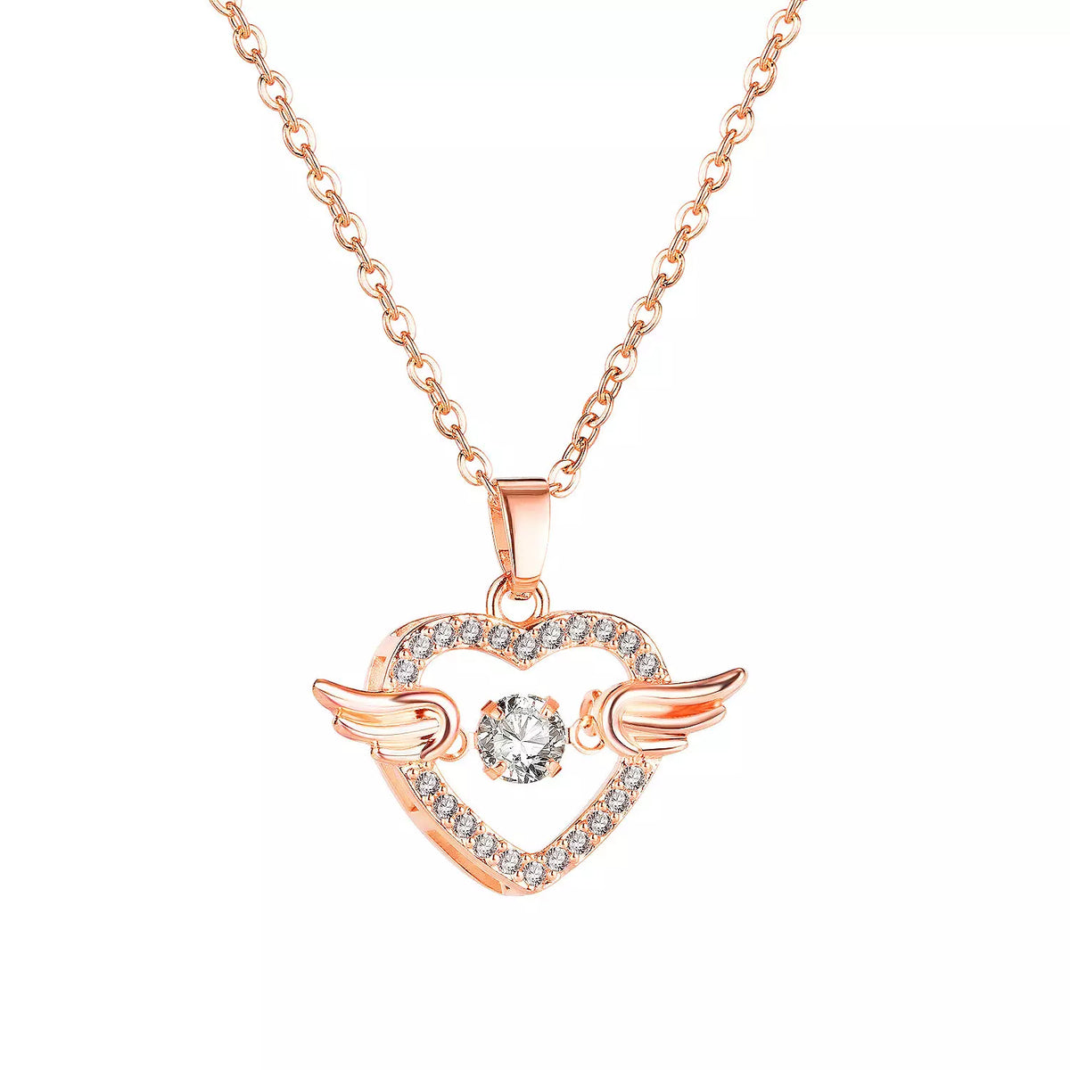Moving Diamond Zircon Angel Wings Heart Pendant – Catchyshine