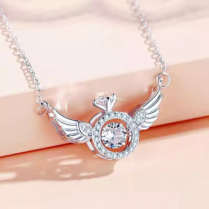 18K Gold & Silver Plated Angel Wings Smart Clavicle Necklace Advanced ...